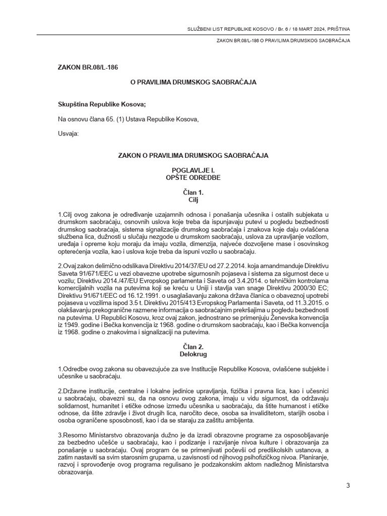 Novi Zakon o Saobracaju | PDF