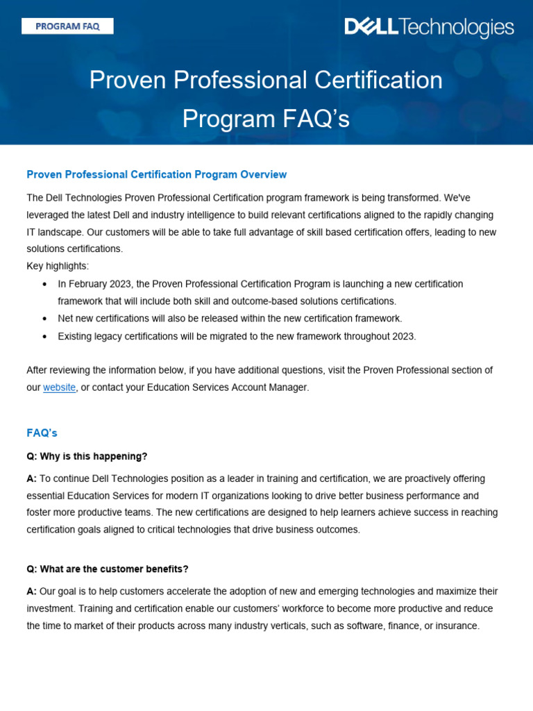Dell Proven Professional Certification Update | PDF | Certification