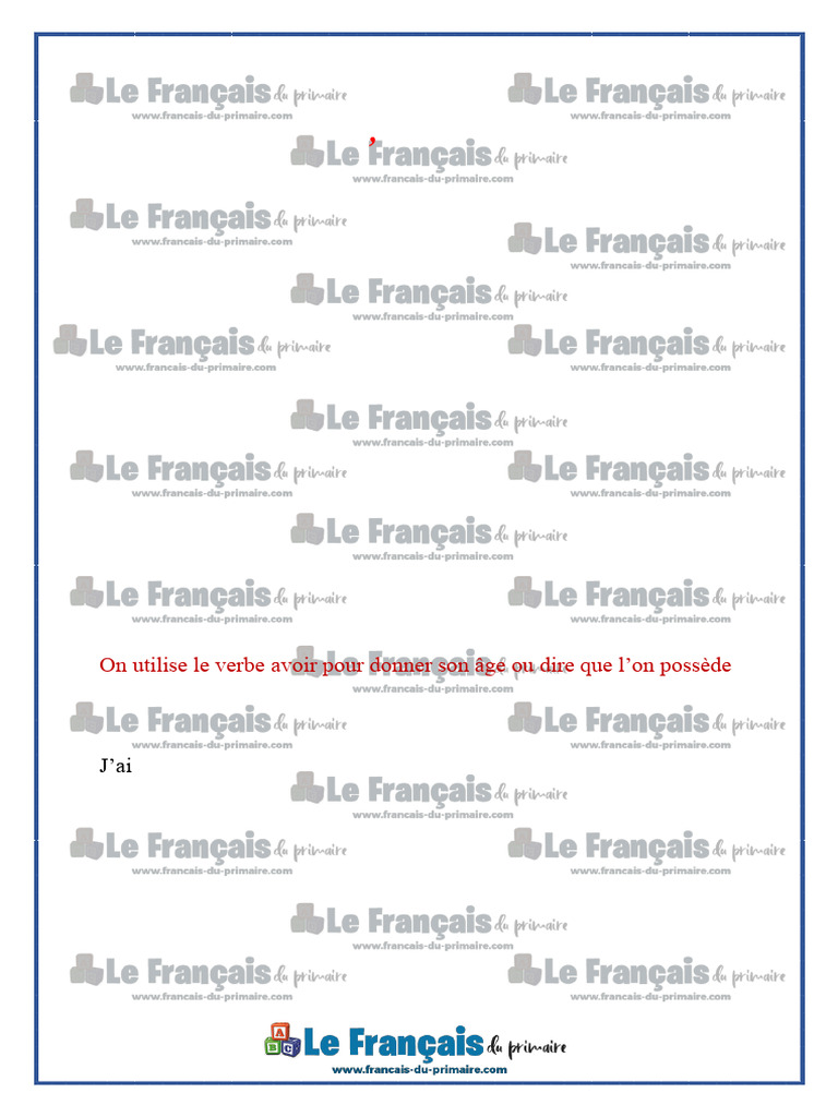 Le Verbe Etre Et Le Verbe Avoir Au Present | PDF