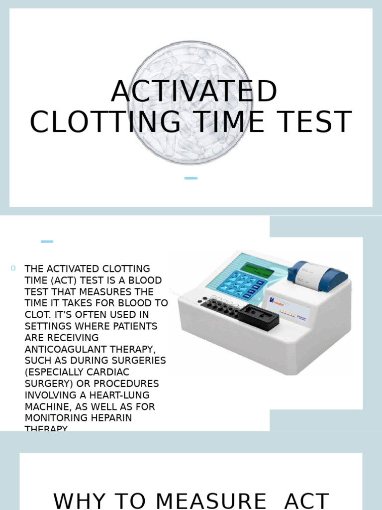 Activated Clotting Time Test | PDF