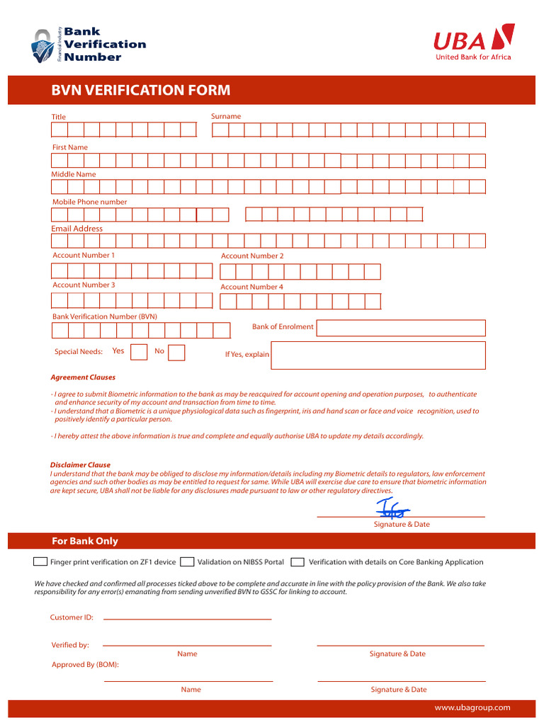 BVN Linking Form | PDF