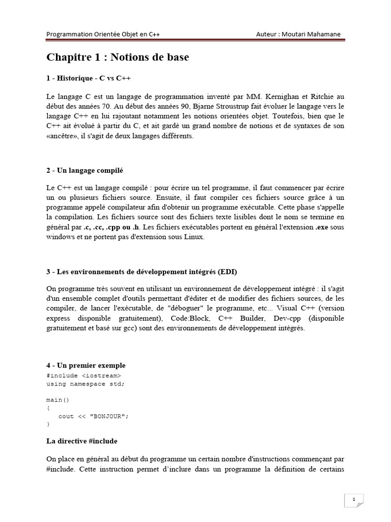 Chapitre 1-Notions de Base | PDF