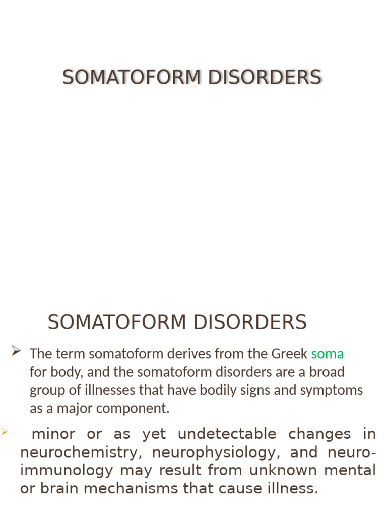 Somatoform Disorders | PDF