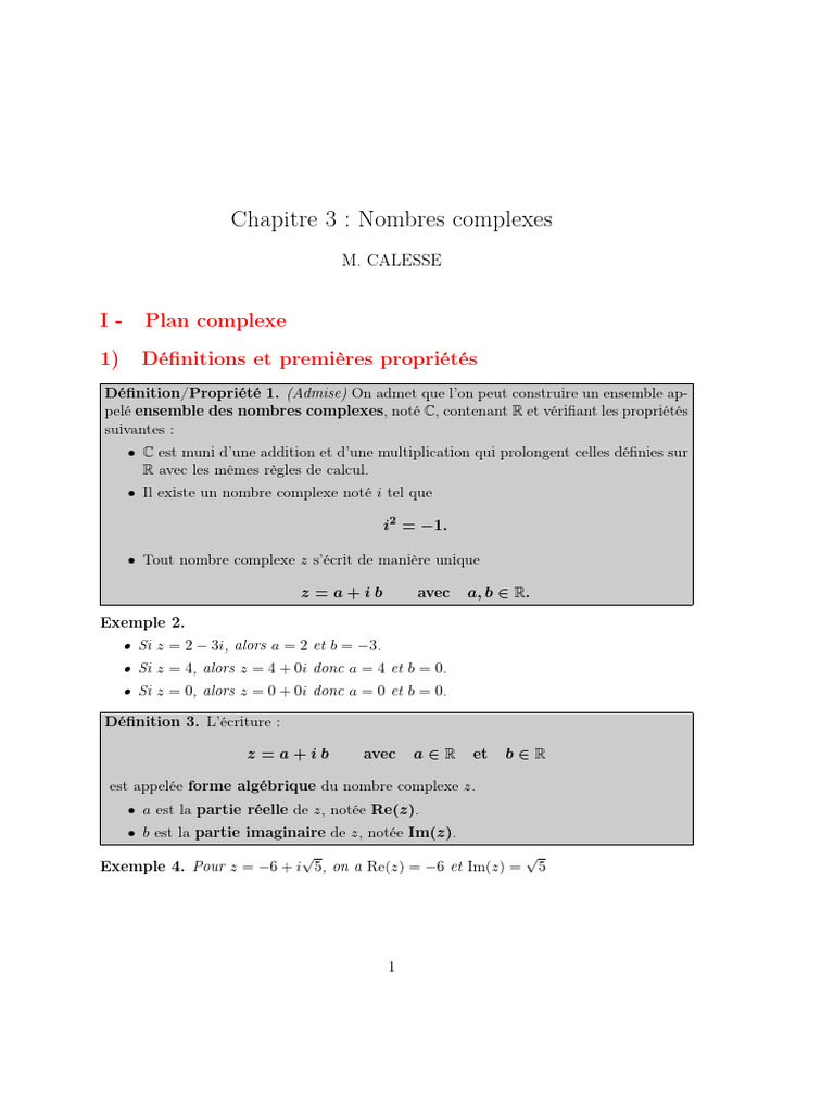 1ere TECHNO Spé - 3 COURS - Nombres Complexes | PDF
