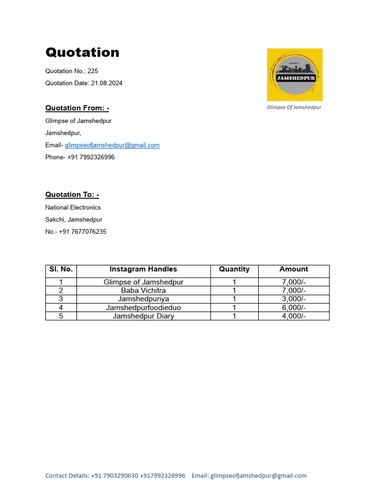 National Electronics Quotation | PDF