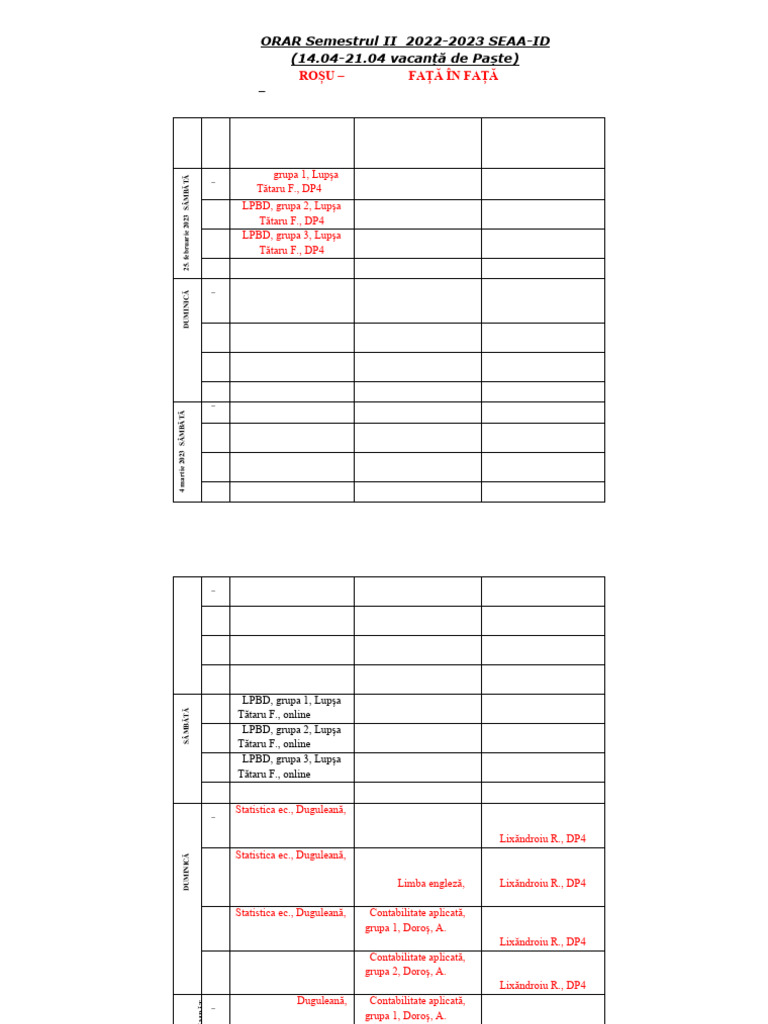 Orar Cig Id Sem Ii 22 02 2023 | PDF