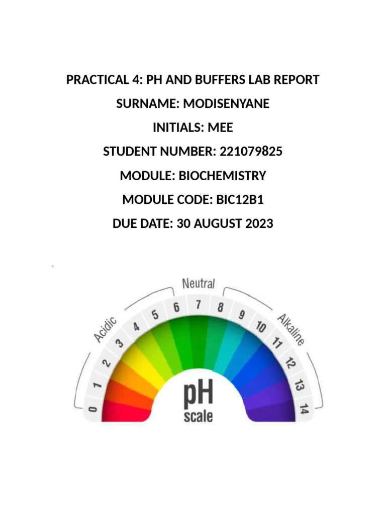 Biochemistry Lab Report 4 | PDF | Ph | Buffer Solution