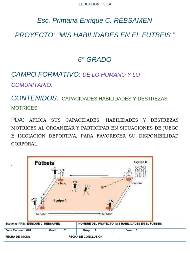 Habilidades Motrices en Futbeis 6° Grado | PDF | Evaluación ...