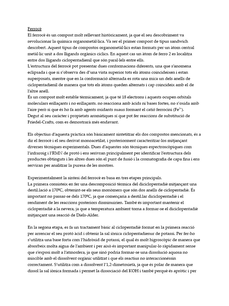 Ferrocè | PDF | Ligand | Solvent