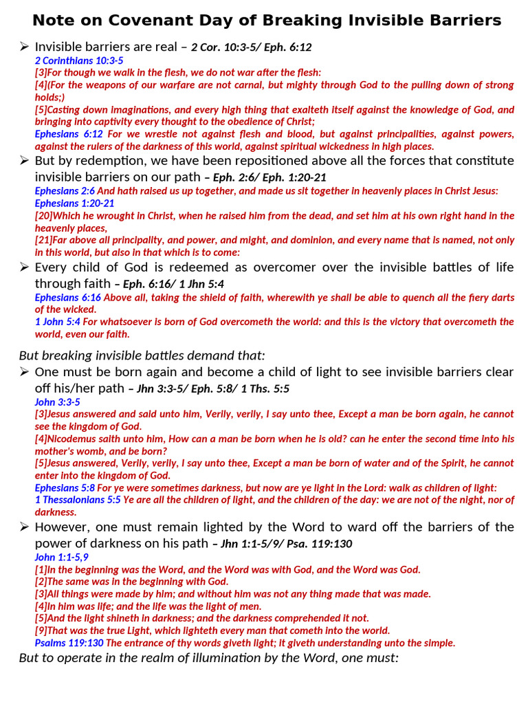 (With Script) Note On Covenant Day of Breaking Invisible Barriers | PDF ...