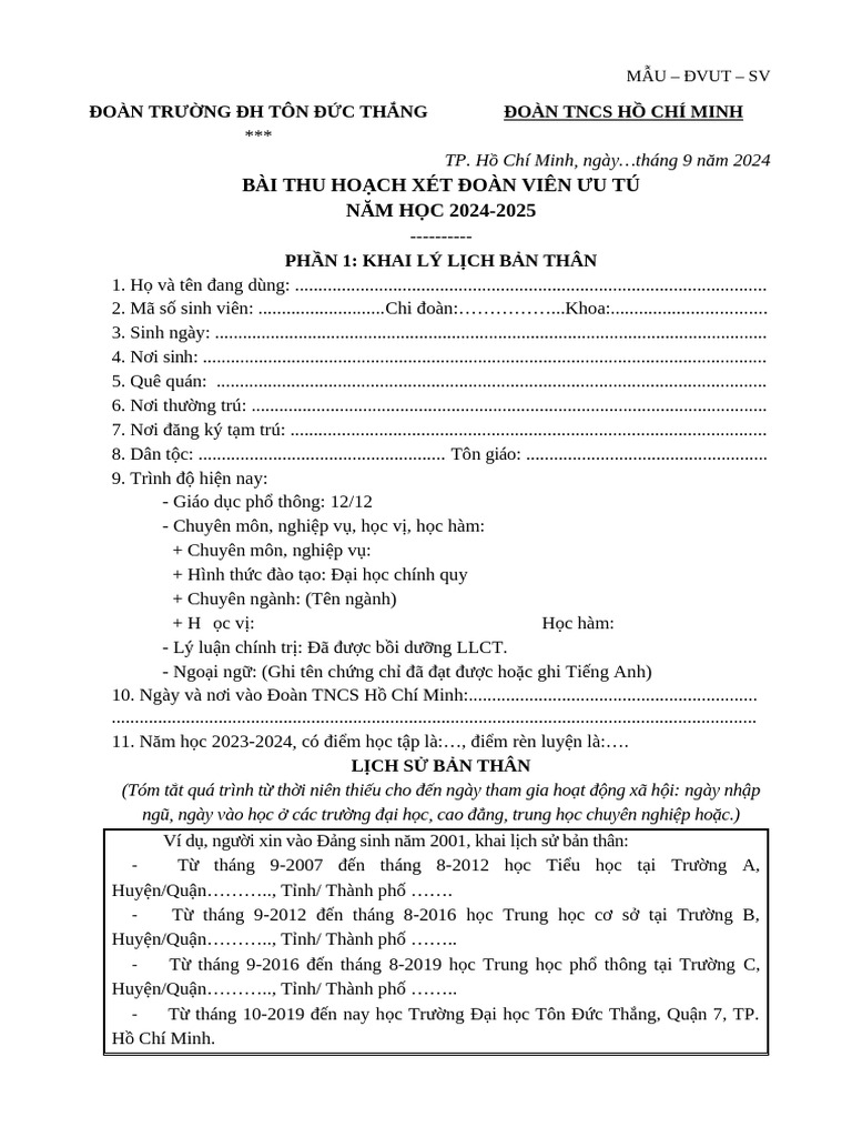 TB05-2. Mẫu Bài Thu Hoạch Đính Kèm | PDF