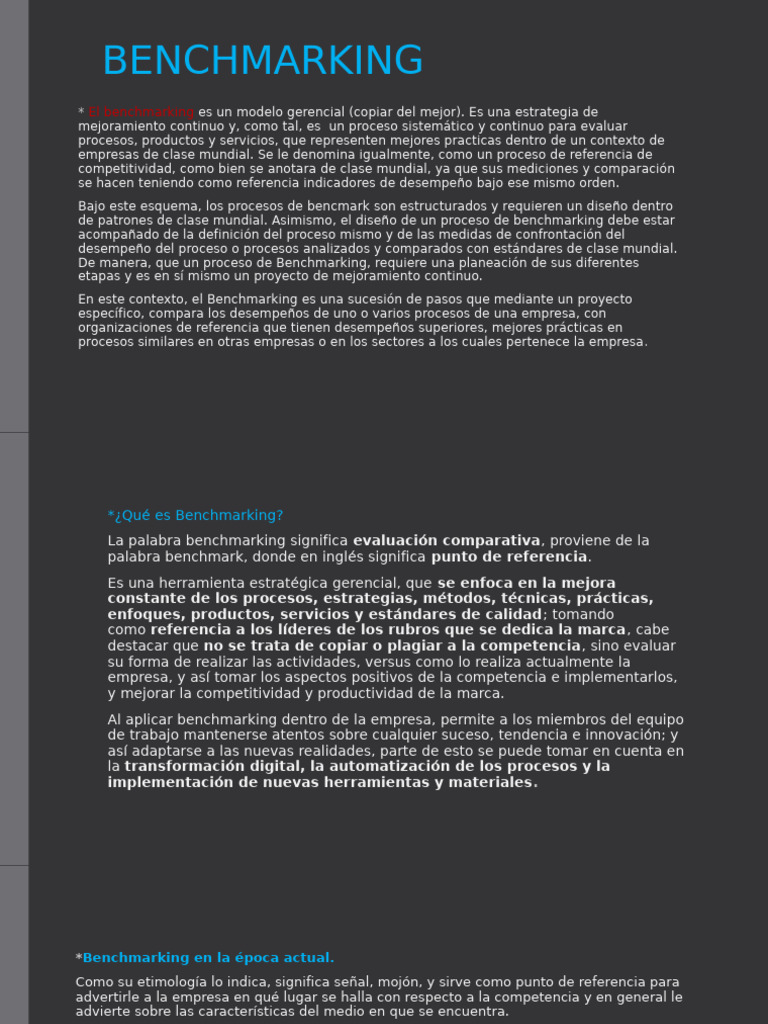 Benchmarking Diapositiva | PDF