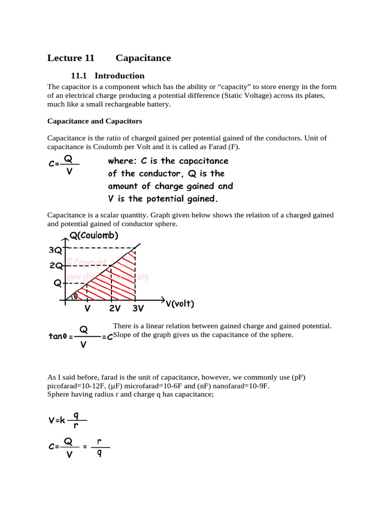 Lecture 11 Capacitance | PDF