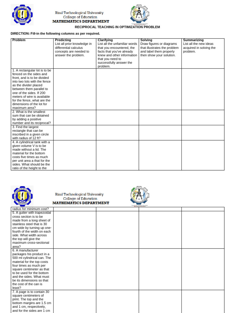 Optimization Using Reciprocal Teaching | PDF