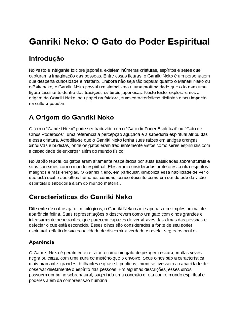 Ganriki Neko - O Gato Do Poder Espiritual | PDF