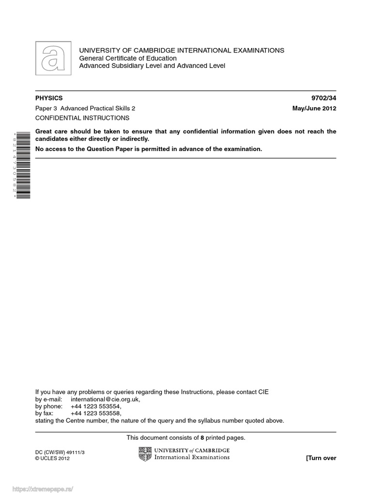 University of Cambridge International Examinations General Certificate ...