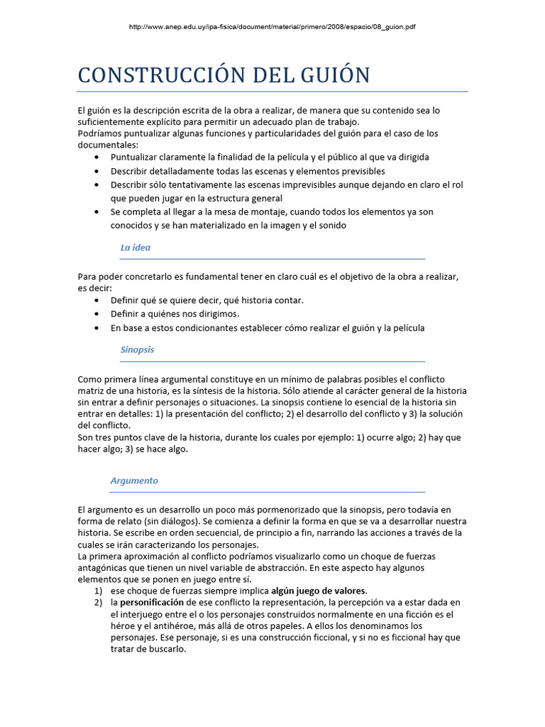 Construcción del guión | PDF