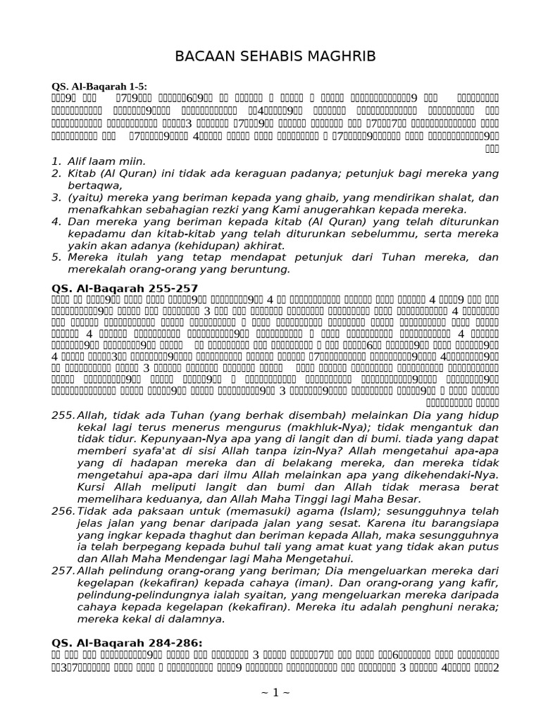 Bacaan Sehabis Maghrib | PDF