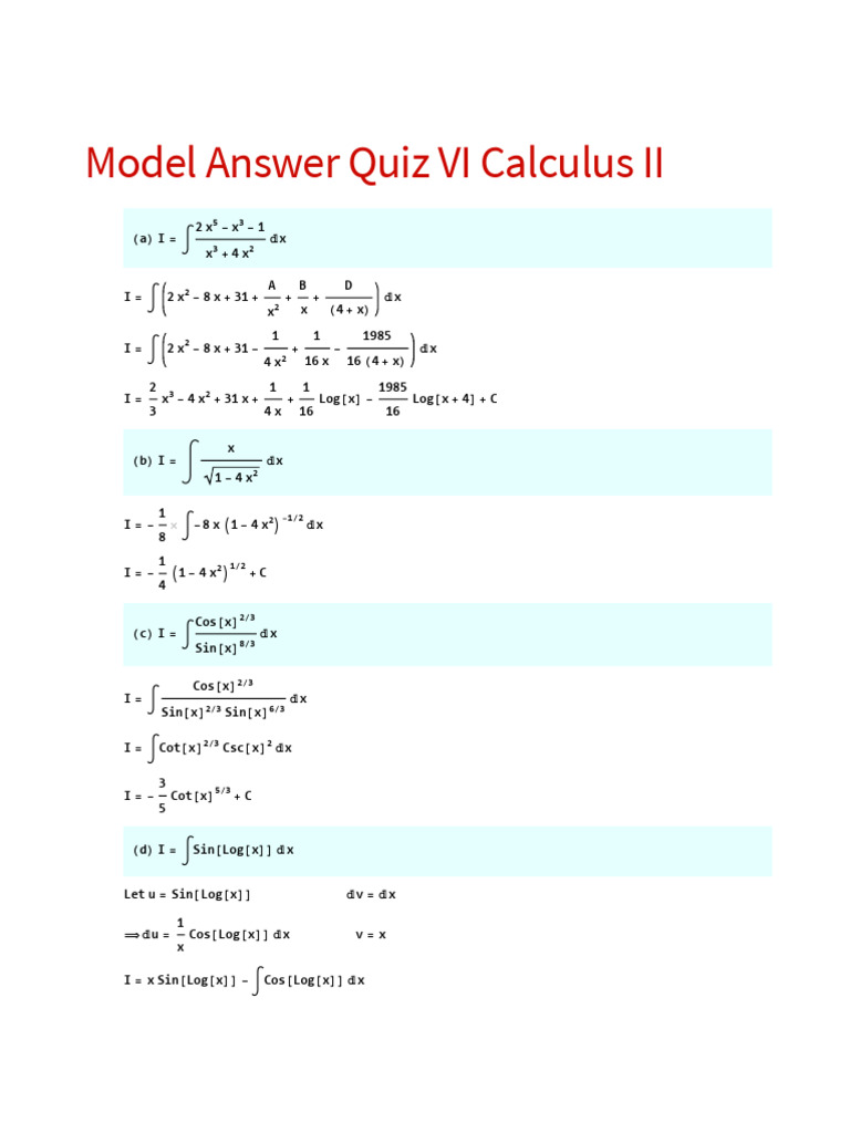 Ans Quiz VI Cal II | PDF