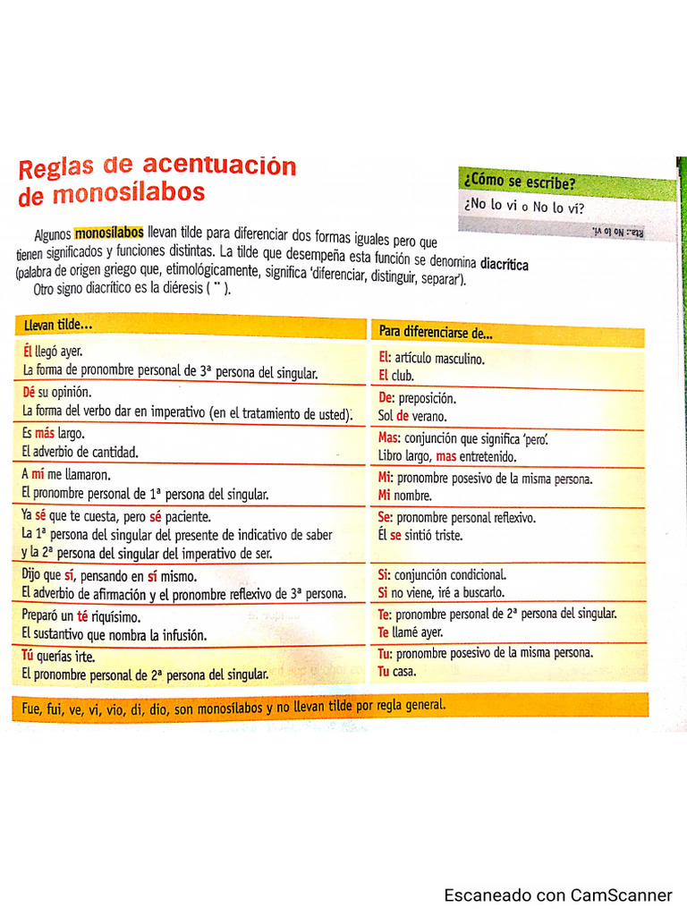 Acentuación de Monosílabos - 1 | PDF