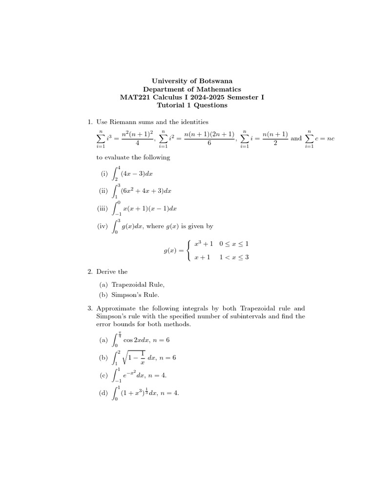 Tutorial Sheet 1 | PDF