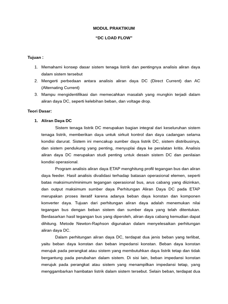 Modul Praktikum DC Load Flow | PDF