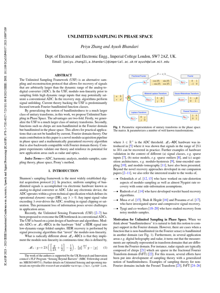 Unlimited Sampling in Phase Space | PDF