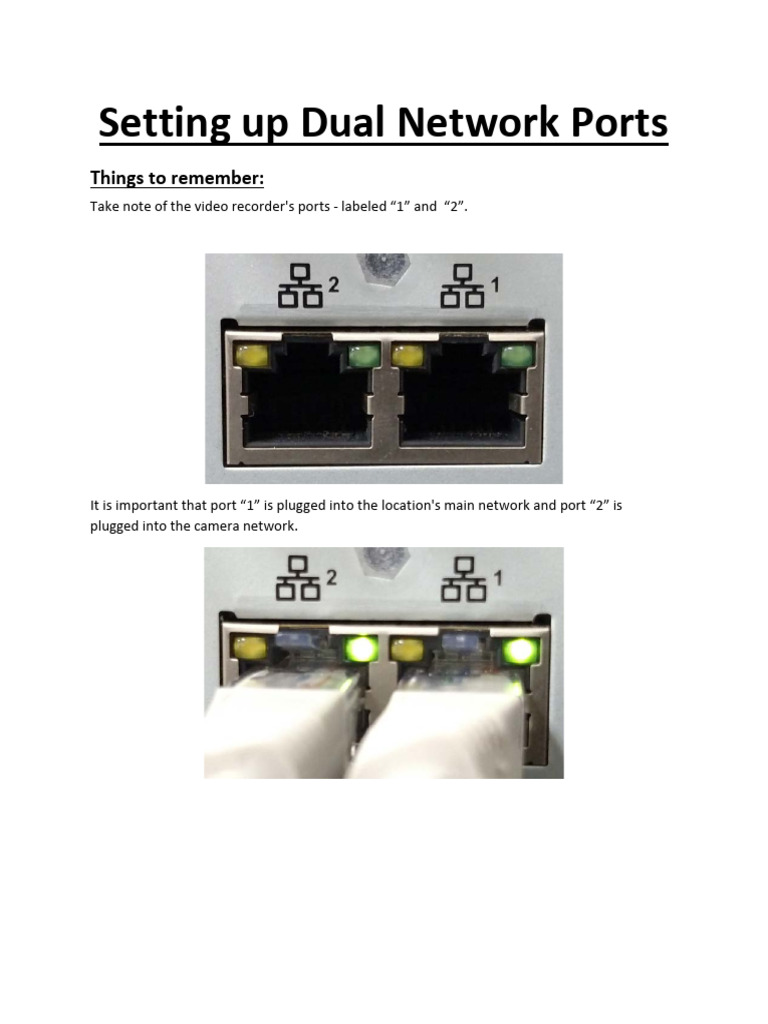 Setting Up Dual Network Ports | PDF