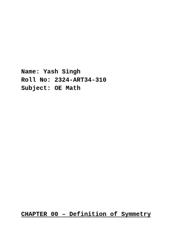 Name: Yash Singh Roll No: 2324-ART34-310 Subject: OE Math | PDF ...