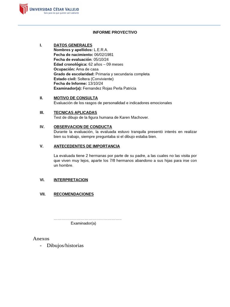 FORMATO DE INFORME_PROYECTIVO xd | PDF