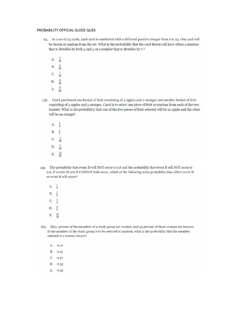 Probability Official Guide Ques | PDF