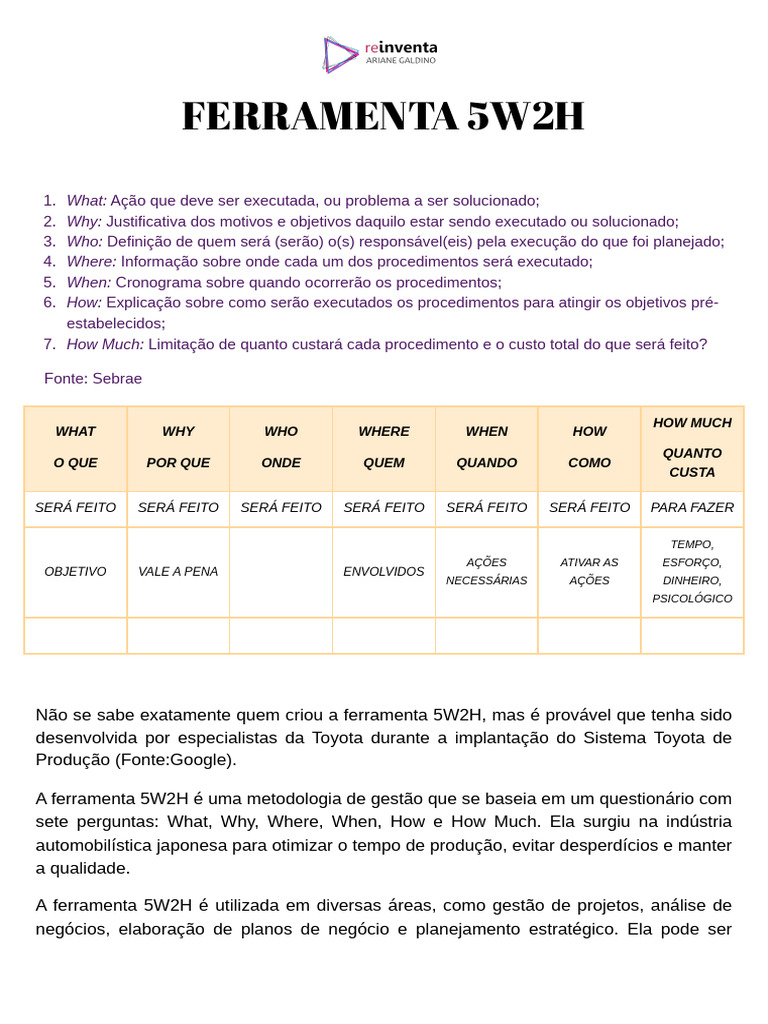 Ferramenta 5W2H | PDF