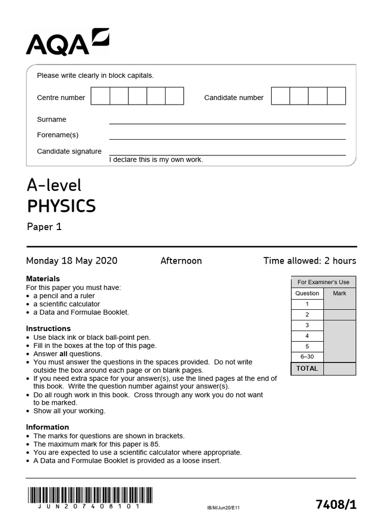 Paper1 June 2020 QP | PDF