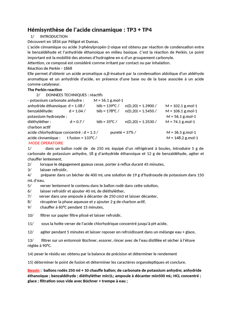 Acide Cinnamique | PDF