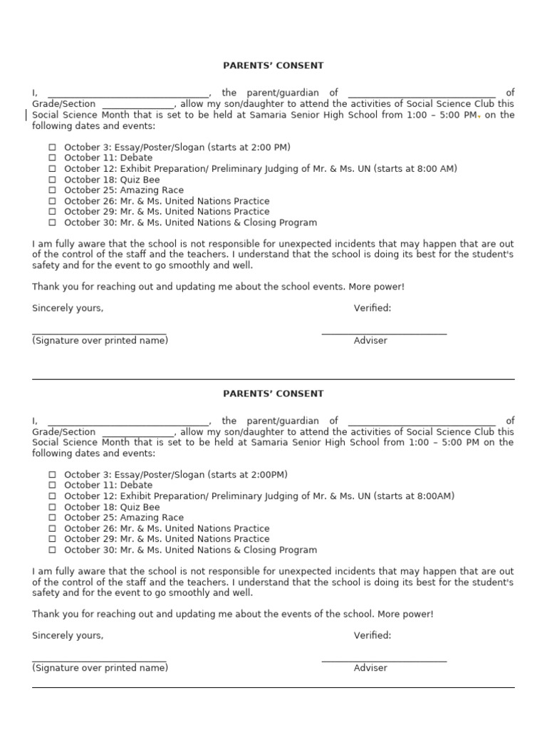 PARENTS consent | PDF