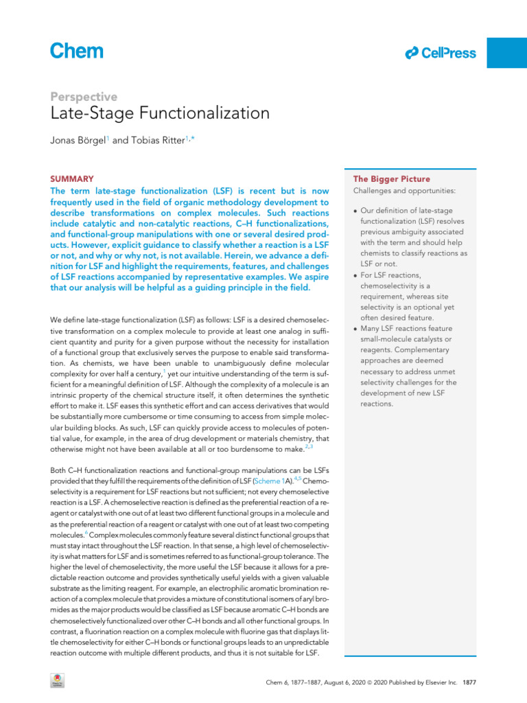 Chem 2020 Late Stage Functionalization | PDF