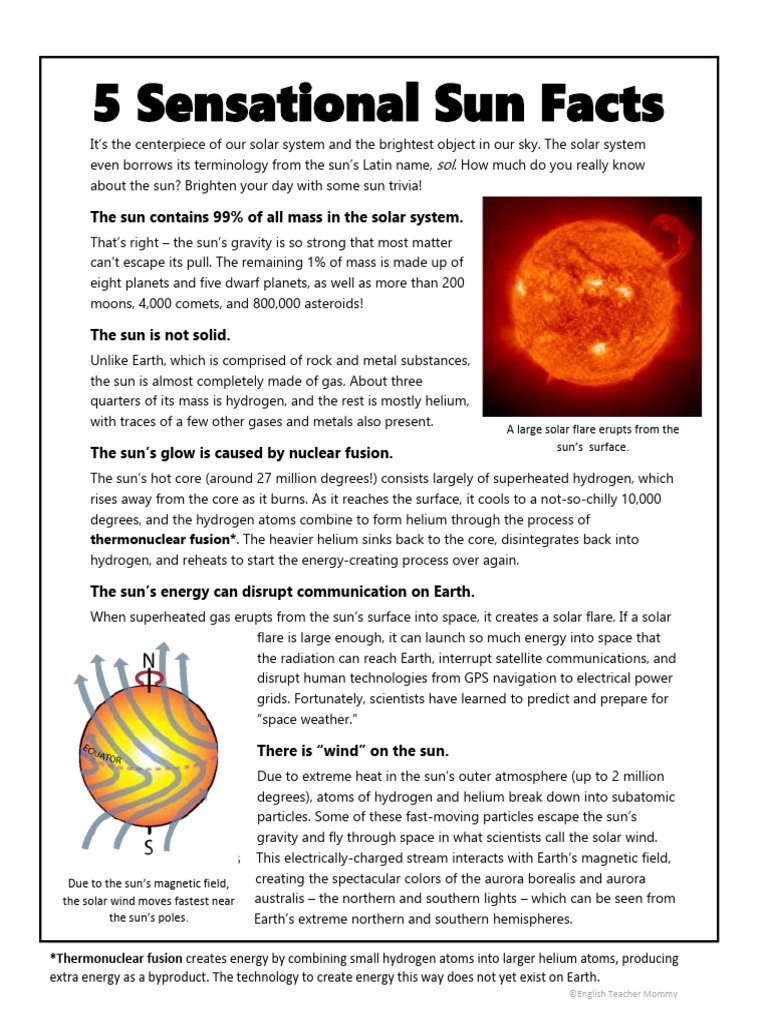 5 Sensational Facts About the Sun | PDF | Sun | Solar System