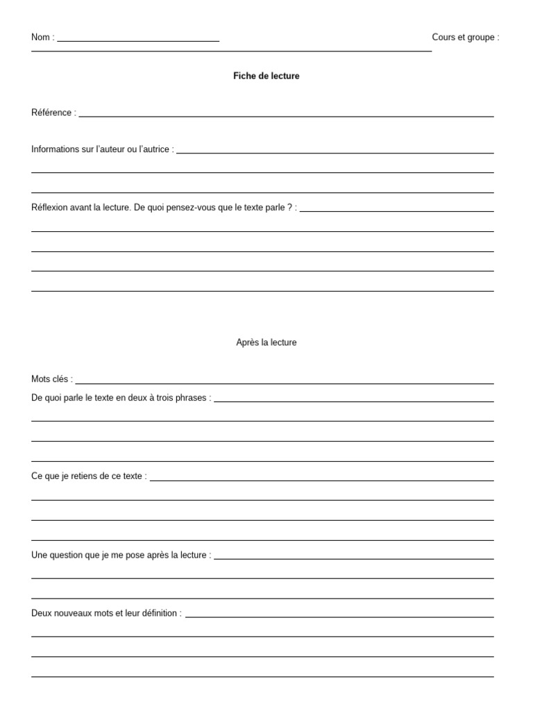 Fiche de Lecture | PDF
