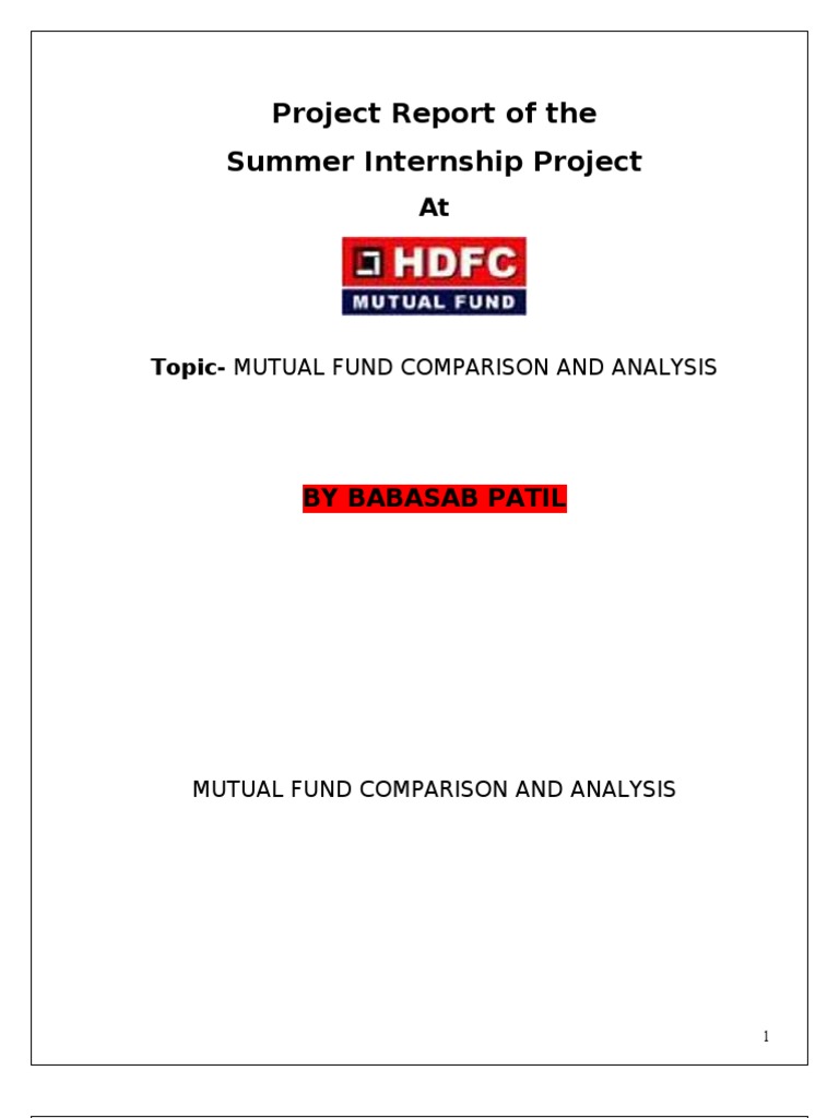 Project Report of The Summer Internship Project: Topic-Mutual Fund ...