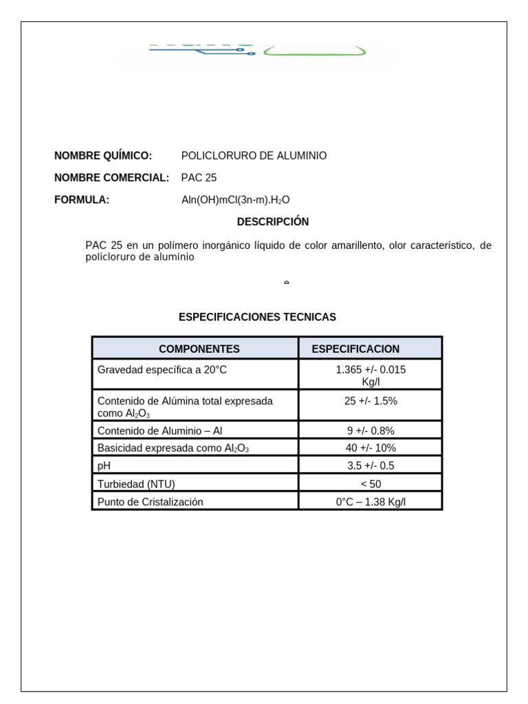 FT POLICLORURO DE ALUMINIO LÍQUIDO | PDF
