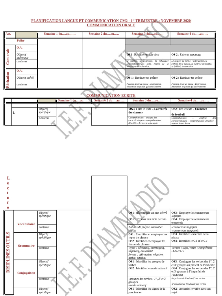 Planif Covid CM2 | PDF
