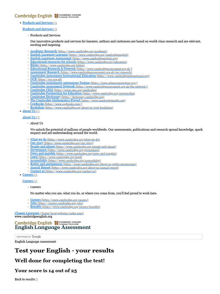 Test Your English - Your Results | PDF