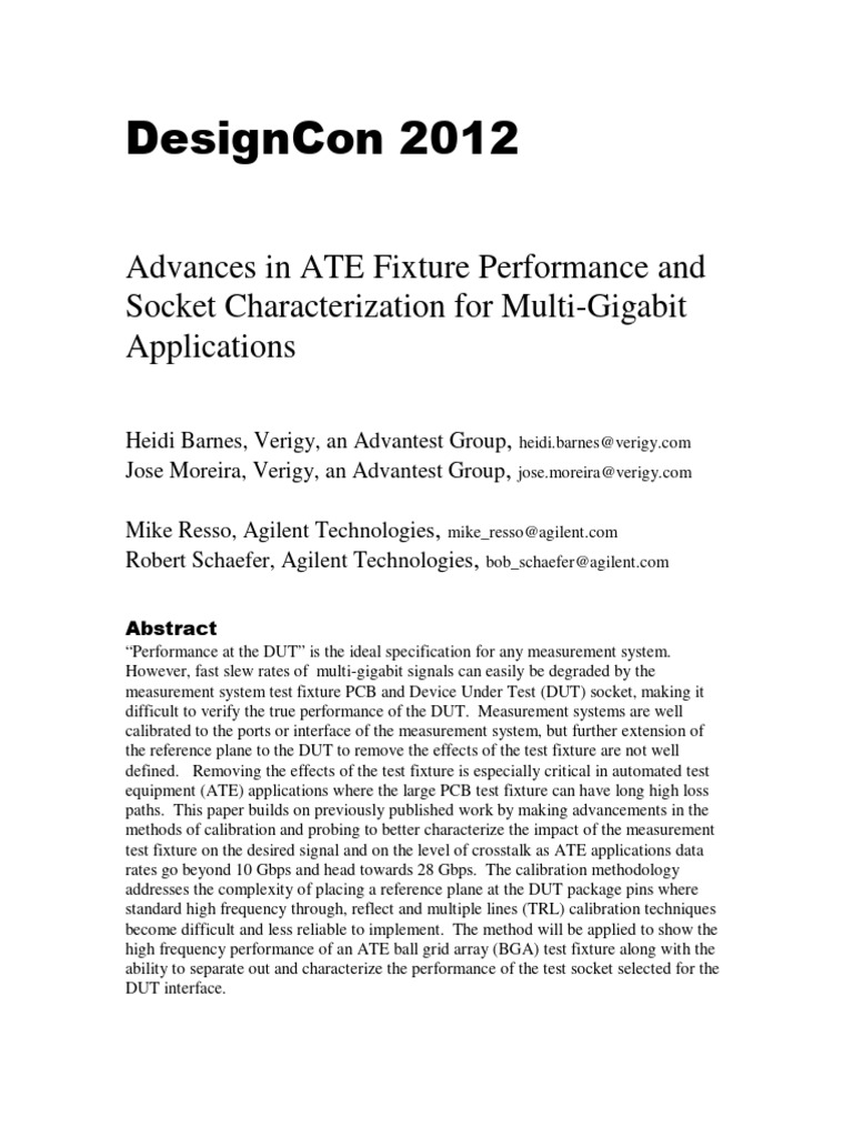 Advances in ATE Fixture Performance and Socket Characterization For ...