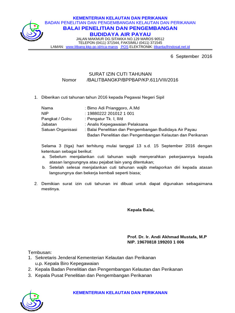 Konsep Surat Cuti | PDF