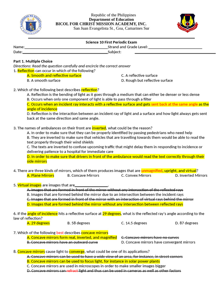 Science 10 Periodic Exam | PDF