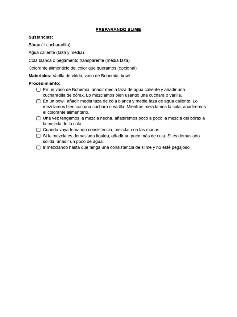 Preparación+de+slime | PDF