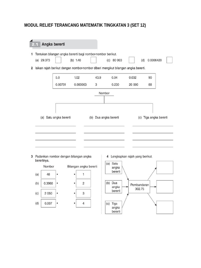 LATIHAN MATEMATIK BAB 2 TINGKATAN 3 | PDF