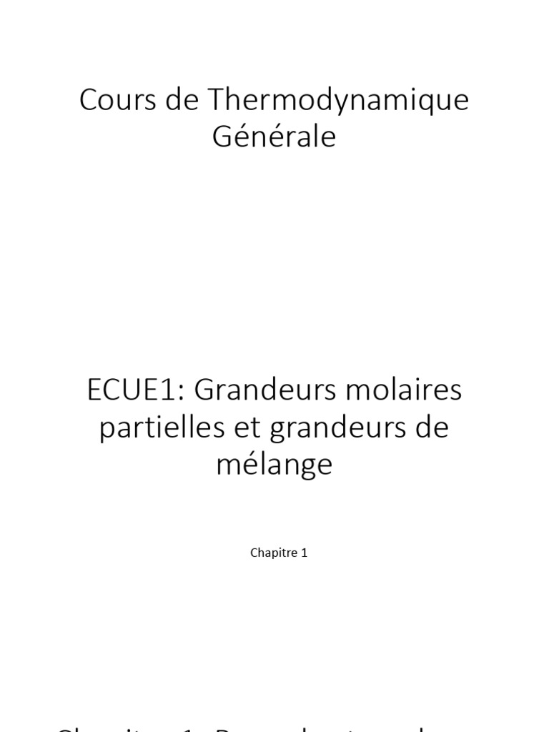 COURS THERMO L3 PC Ecue1 | PDF