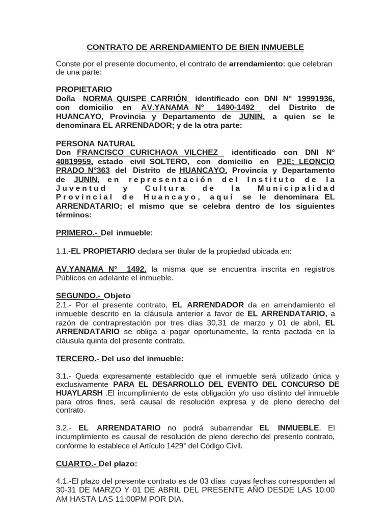 Contrato Yanama | PDF