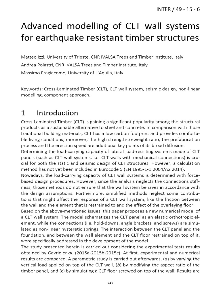 Advanced Modelling of CLT Wall Systems | PDF